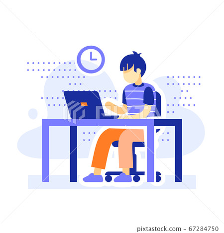 20_student_desk_computer_1.eps - Stock Illustration [67284750] - PIXTA