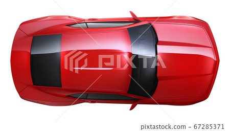 Red muscle car - top view - Stock Illustration [67285371] - PIXTA