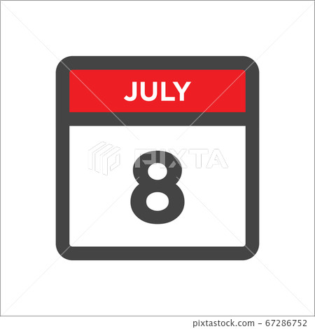 July 8 calendar icon with day of month - Stock Illustration [67286752 ...