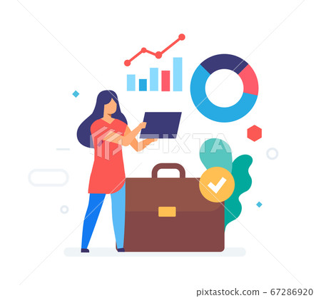 girl analyzes statistics icon, illustration - Stock Illustration ...