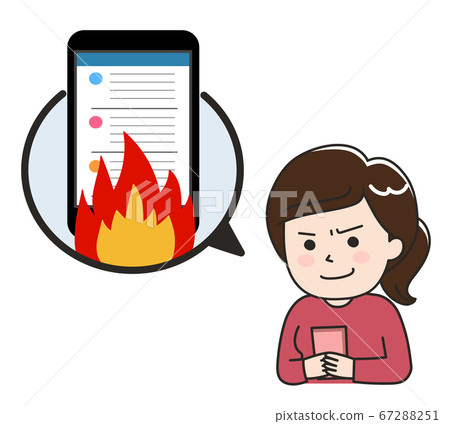 Illustration of a woman who burns the net - Stock Illustration ...