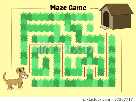 Dog and doghouse Maze. Educational game for - Stock Illustration ...