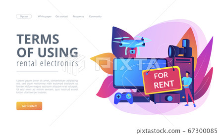 Renting electronic device concept landing page. - Stock Illustration ...