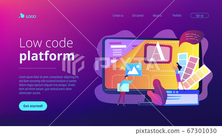 Low code development concept landing page. - Stock Illustration ...
