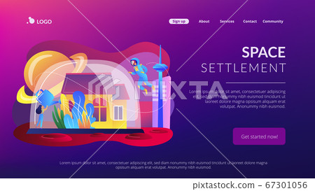 Space colonization concept landing page. - Stock Illustration [67301056 ...