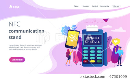 NFC connection concept landing page. - Stock Illustration [67301099 ...