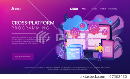 Cross-platform programming concept landing page. - Stock Illustration ...