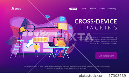 Cross-device tracking concept landing page. - Stock Illustration ...