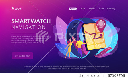 Smartwatch navigation concept landing page. - Stock Illustration ...