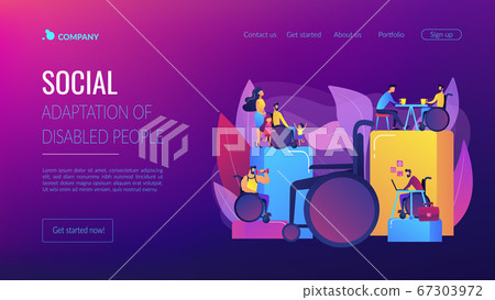 Social adaptation of disabled people concept... - Stock Illustration ...