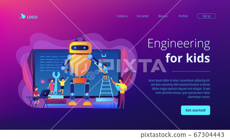 Engineering for kids concept landing page. - Stock Illustration ...