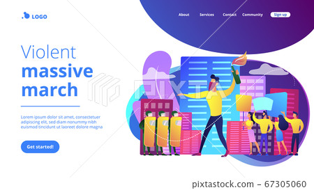 Mass demonstration concept landing page. - Stock Illustration [67305060 ...
