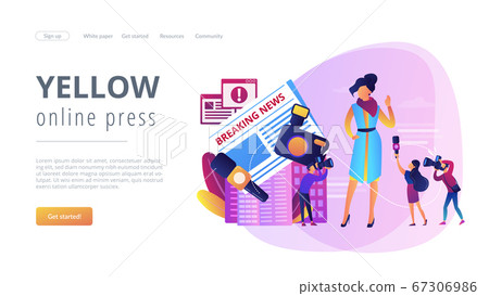 Yellow press concept landing page - Stock Illustration [67306986] - PIXTA