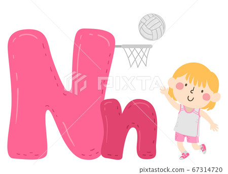 Kid Girl Netball Sport Alphabet Illustration - Stock Illustration ...