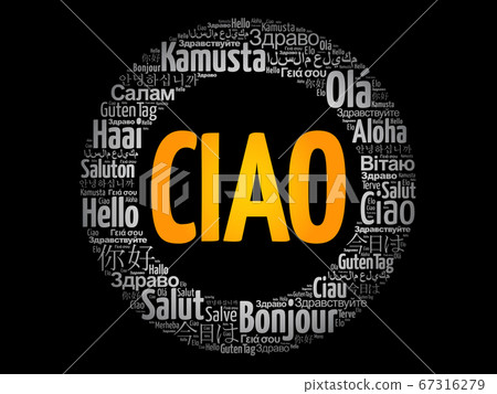 Ciao (Hello Greeting in Italian) word cloud - Stock Illustration ...