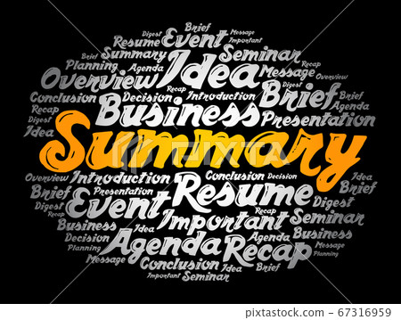 Summary word cloud collage, business concept - Stock Illustration ...