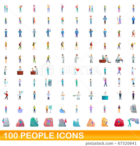 100 people icons set, cartoon style - Stock Illustration [67320641] - PIXTA