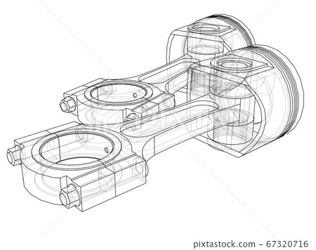 Sketch of piston. 3D illustration - Stock Illustration [67320716] - PIXTA