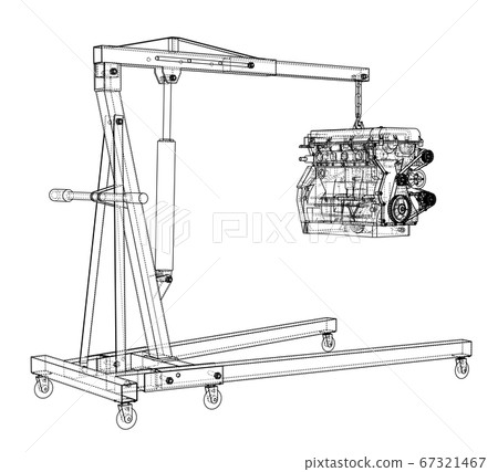 Engine hoist with engine outline - Stock Illustration [67321467] - PIXTA