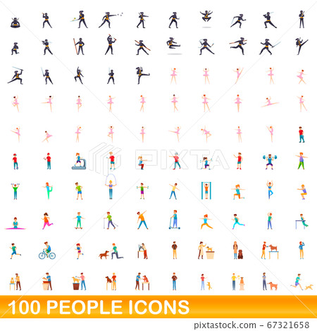 100 people icons set, cartoon style - Stock Illustration [67321658] - PIXTA