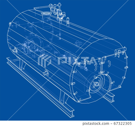 Industrial boiler outline. 3D illustration - Stock Illustration ...