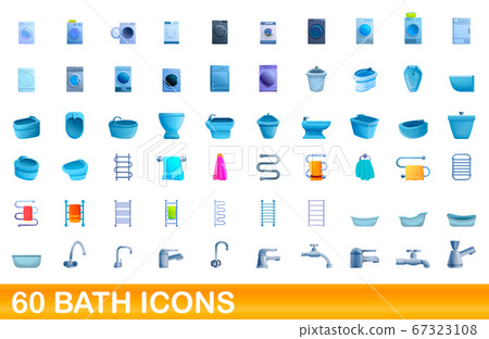 60 bath icons set, cartoon style - Stock Illustration [67323108] - PIXTA