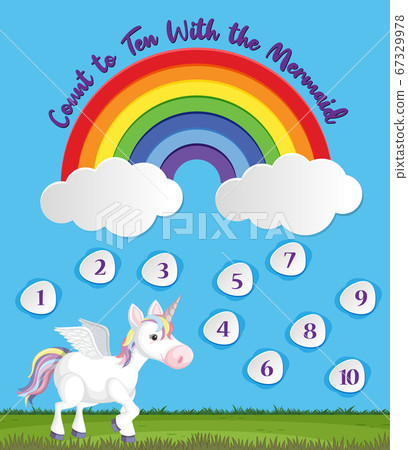 Count to ten for preschool in rainbow and unicorn - Stock Illustration ...