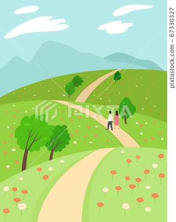 Spring Park Walk - Stock Illustration [67330327] - PIXTA