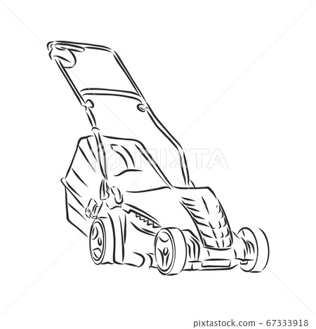 Outline lawn mower vector. Wire-frame style.... - Stock Illustration ...