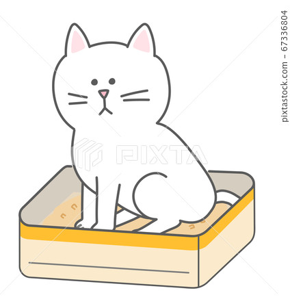 White cat peeing in the toilet - Stock Illustration [67336804] - PIXTA