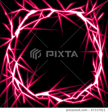 Lightning circle frame red black background - Stock Illustration ...