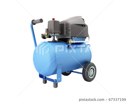 modern Blue Air Compressor 3d render on white no - Stock Illustration ...