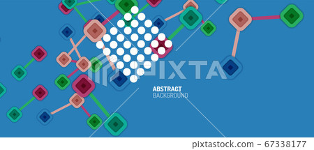 Abstract square dot connections, flat style...-插圖素材 [67338177] - PIXTA圖庫