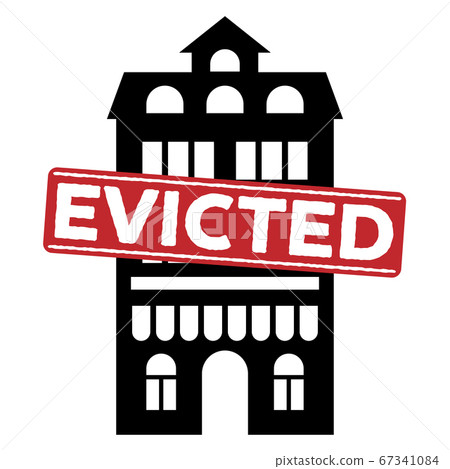 Evicted stamp with house icon, concept design.... - Stock Illustration ...