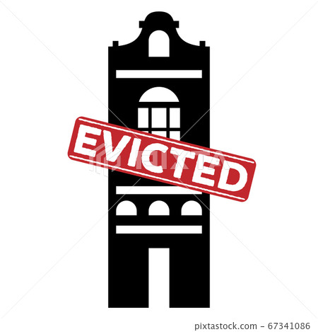 Evicted stamp with house icon, concept design.... - Stock Illustration ...