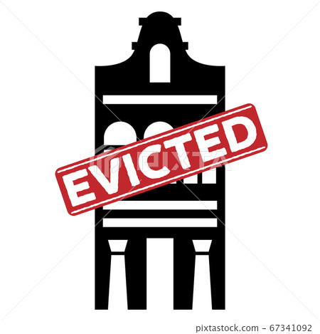 Evicted stamp with house icon, concept design.... - Stock Illustration ...