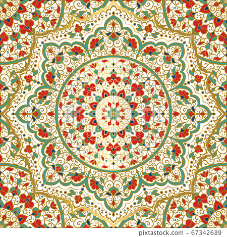Red, green and gold luxury seamless pattern. -插圖素材 [67342689] - PIXTA圖庫
