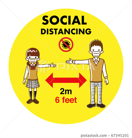 Social Distance Concept Art-Line Drawing High... - Stock Illustration ...