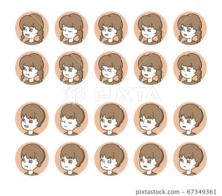 Two people profile icons (brown) facial... - Stock Illustration ...