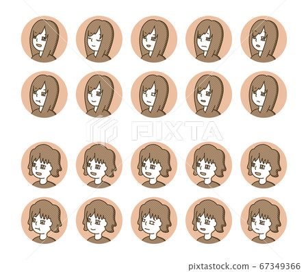 Two people profile icon (brown) facial... - Stock Illustration ...