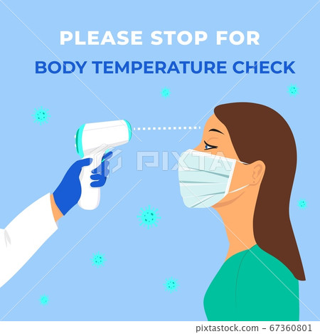 Body temperature check required sign... - Stock Illustration [67360801 ...