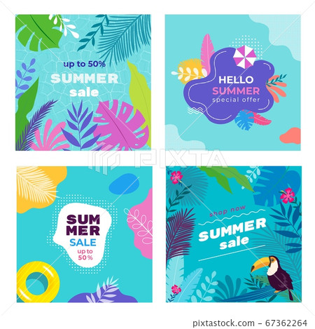 Summer Sale Social Media Banner post Templates set - Stock Illustration ...