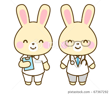 Pediatric doctor nurse rabbit illustration - Stock Illustration ...
