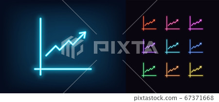 Neon upward chart icon. Glowing neon growth chart - Stock Illustration ...