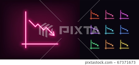 Neon downfall chart icon. Glowing neon drop chart - Stock Illustration ...
