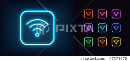Neon wifi icon. Glowing neon wi fi sign - Stock Illustration [67371676 ...