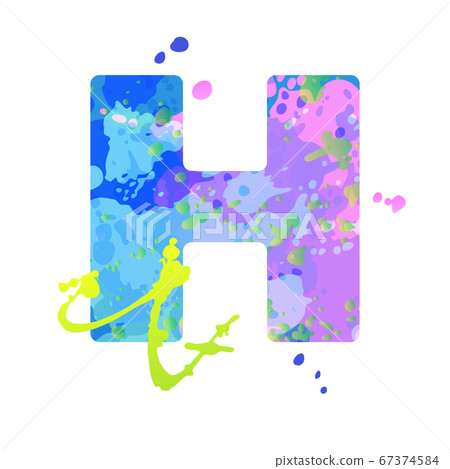 Bold letter H with effect of liquid spots of... - Stock Illustration ...