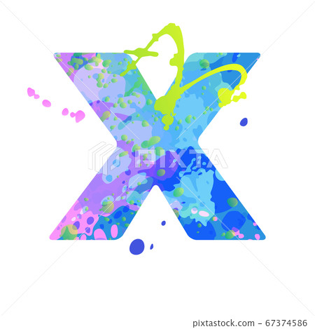 Bold letter X with effect of liquid spots of... - Stock Illustration ...
