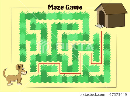 Dog and doghouse Maze. Educational game for - Stock Illustration ...