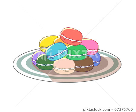 Macaroons on a plate - Stock Illustration [67375760] - PIXTA